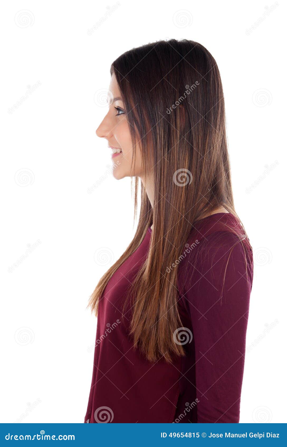 Profile of Attractive Girl Looking at Side Stock Image - Image of ...