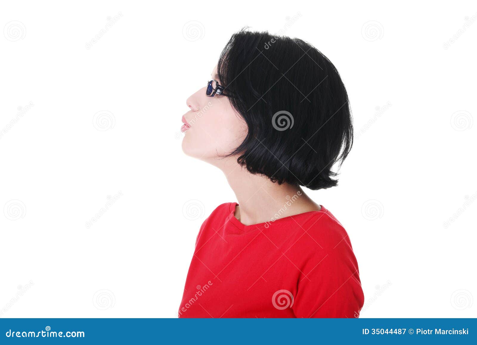 Profile of Attractive Woman in Eyeglasses. Stock Image - Image of ...