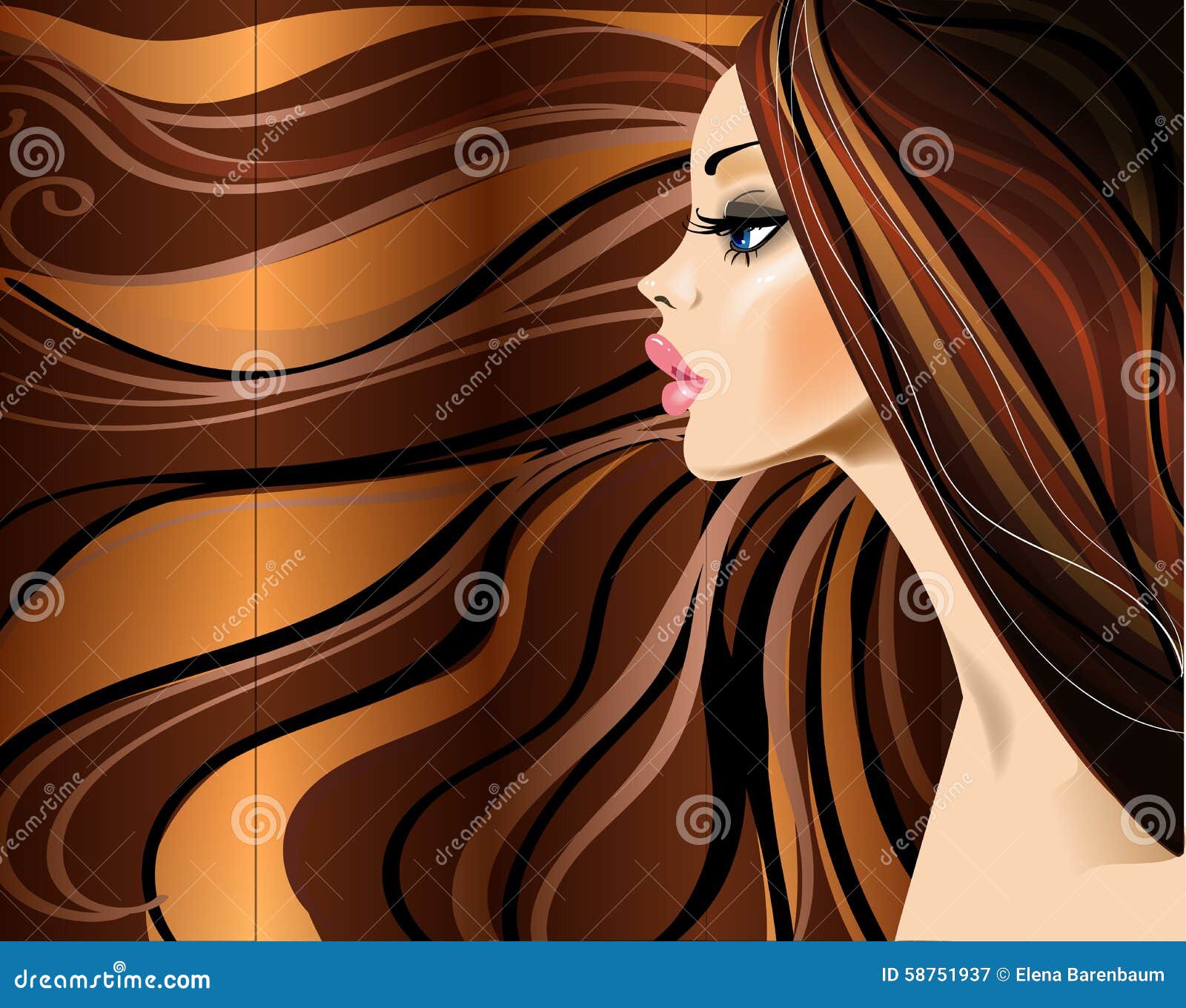 Profile of Beautiful Girl with Long Hairs. Stock Vector - Illustration ... Profile of Beautiful Girl with Long Hairs. Stock Vector - Illustration ...