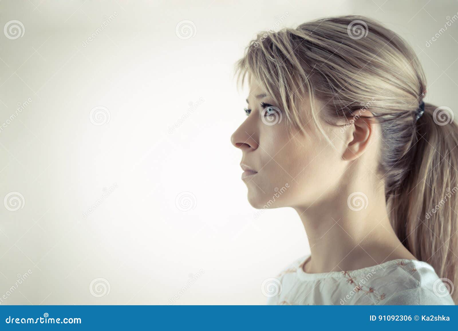 Profile of a Beautiful Serious Blond Woman Stock Photo - Image of ...