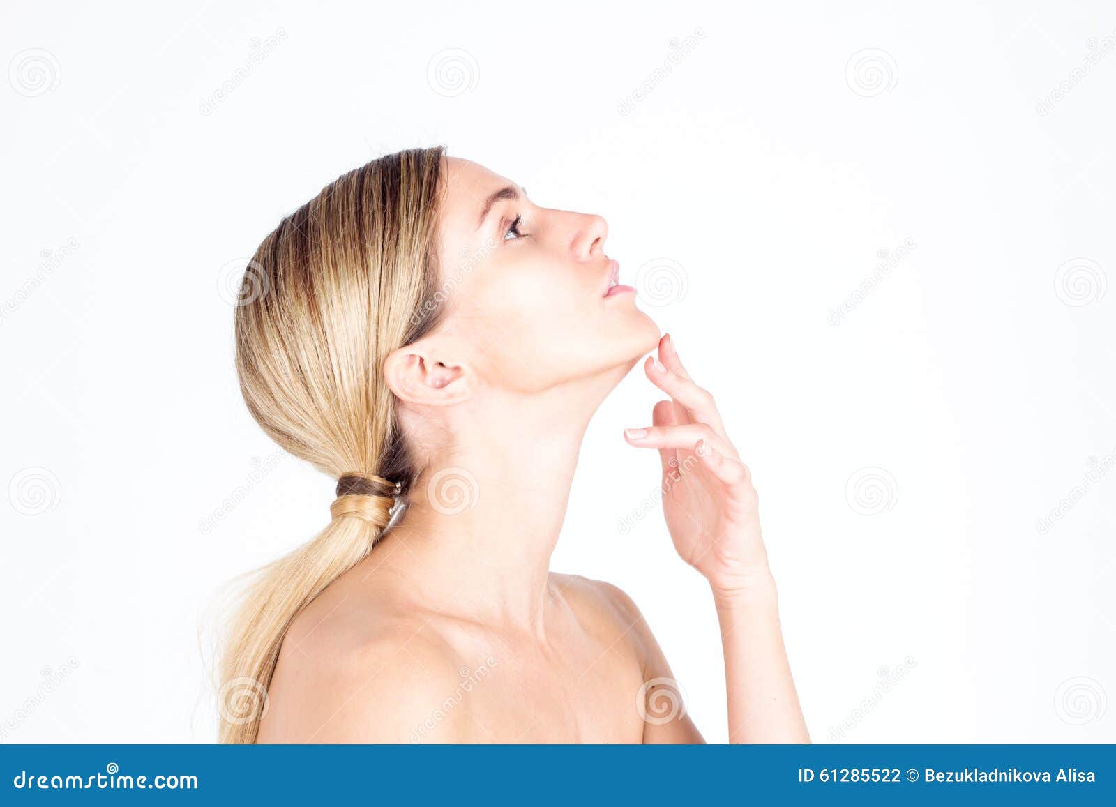Profile of a Beautiful Woman with Outstretched Neck Stock Photo - Image ...