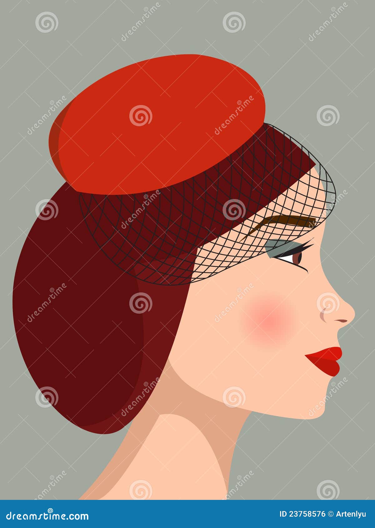 Profile of a Beautiful Woman in Retro Style Stock Illustration ...