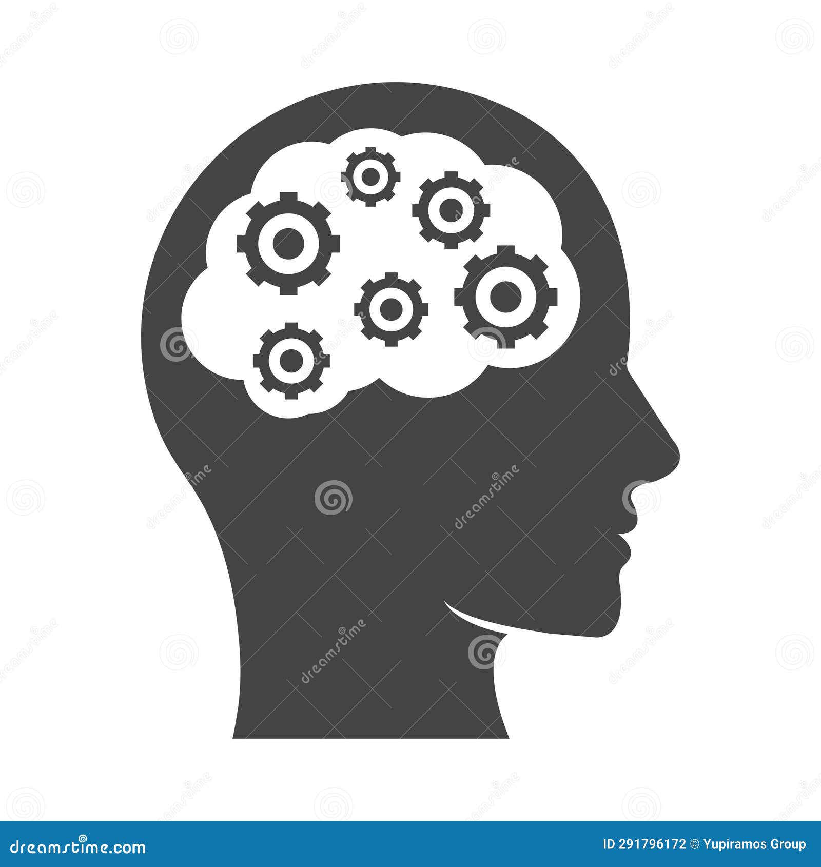 Profile Brain Icon Cog Wheels Stock Illustration - Illustration of ...