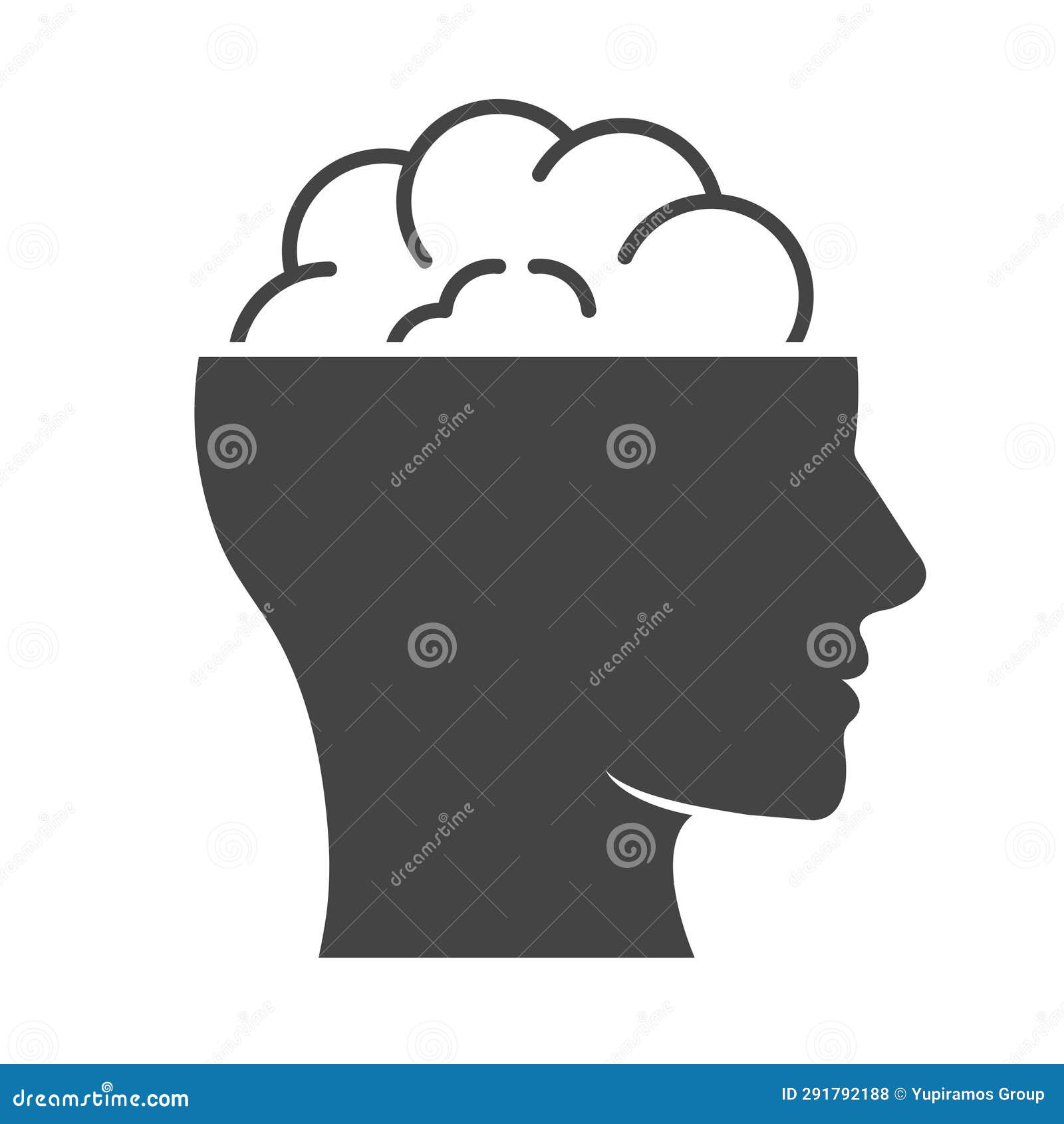 Profile brain icon man stock illustration. Illustration of isolated ...