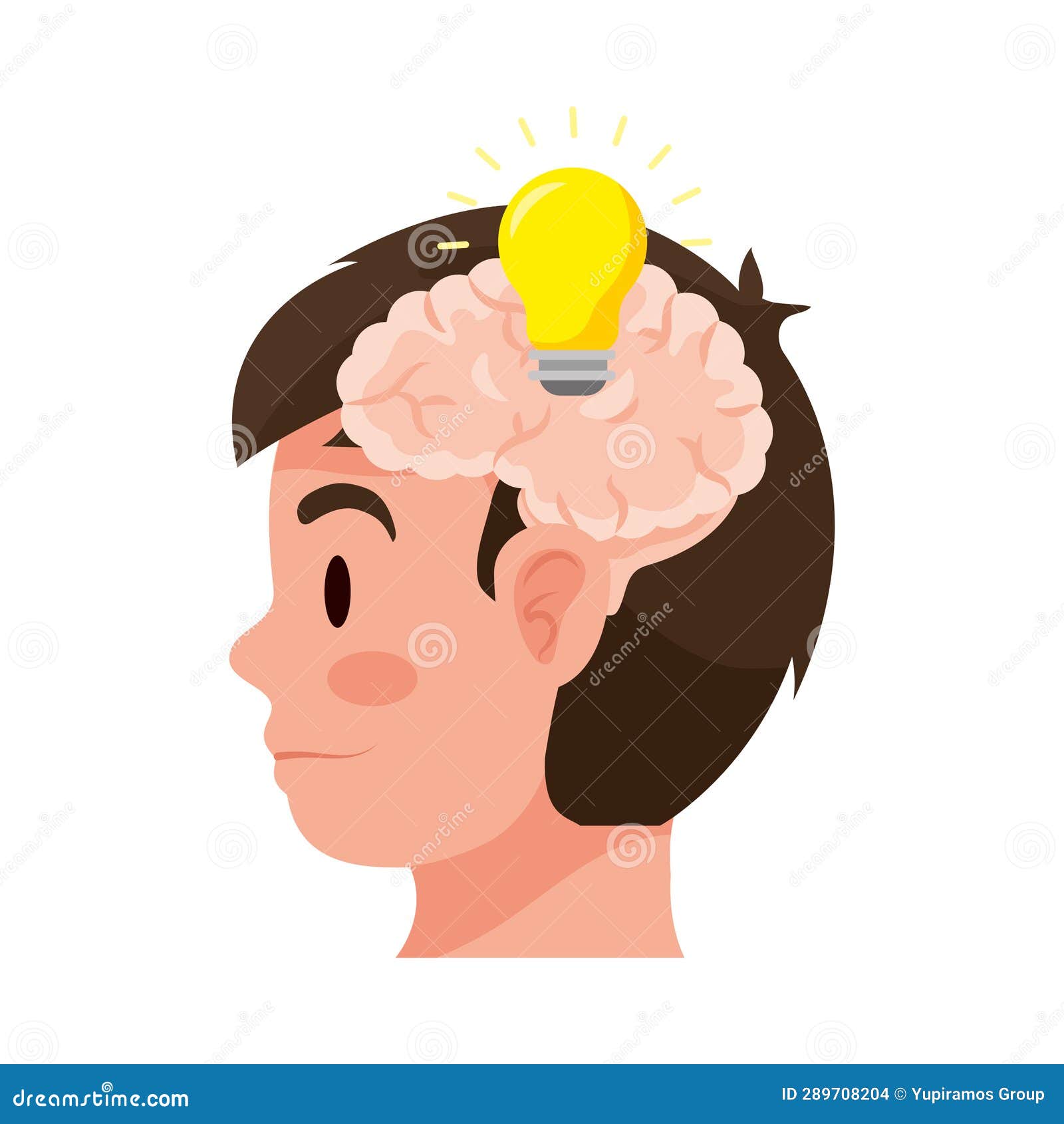 Profile brain with idea stock vector. Illustration of profile - 289708204