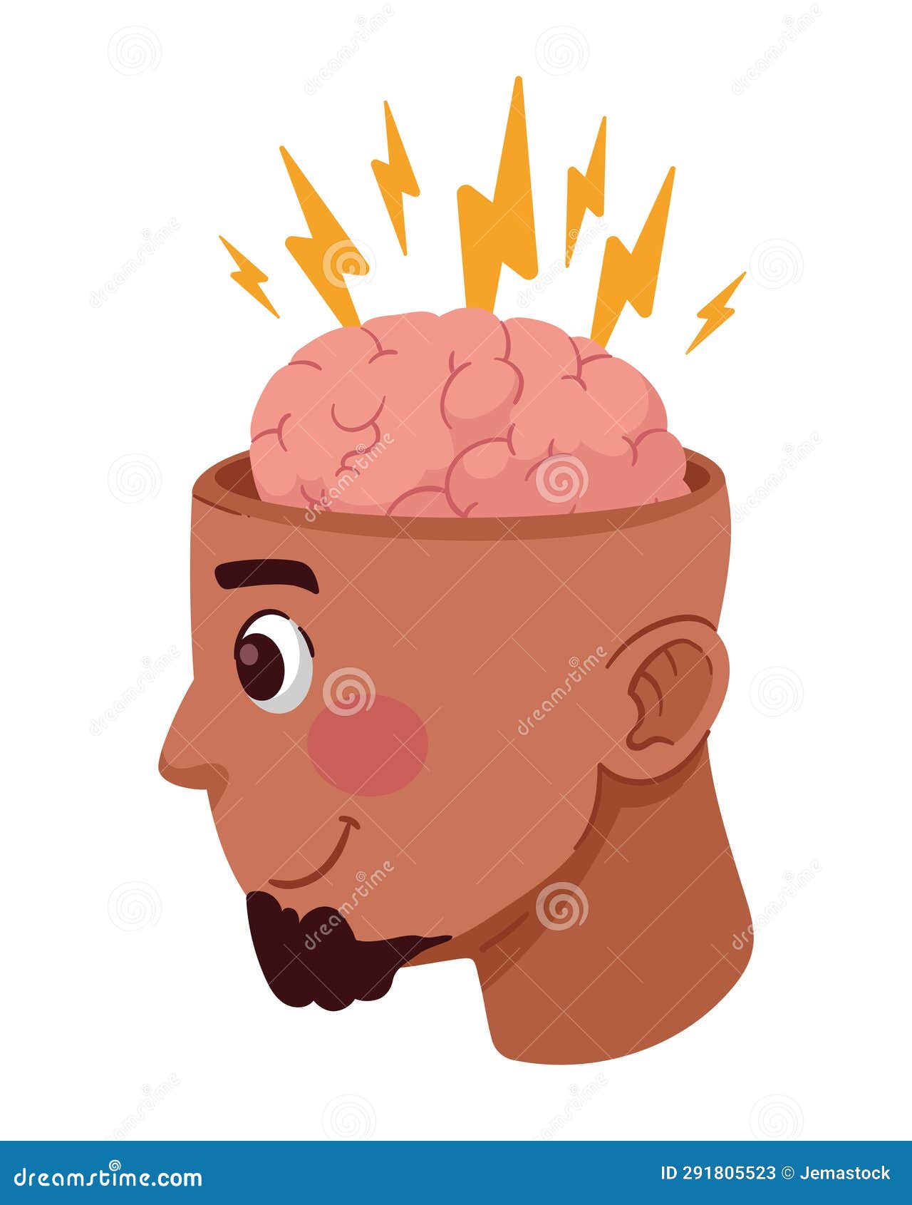 Brain And Ideas Concept In Modern Line Art Design Cartoon Vector ...