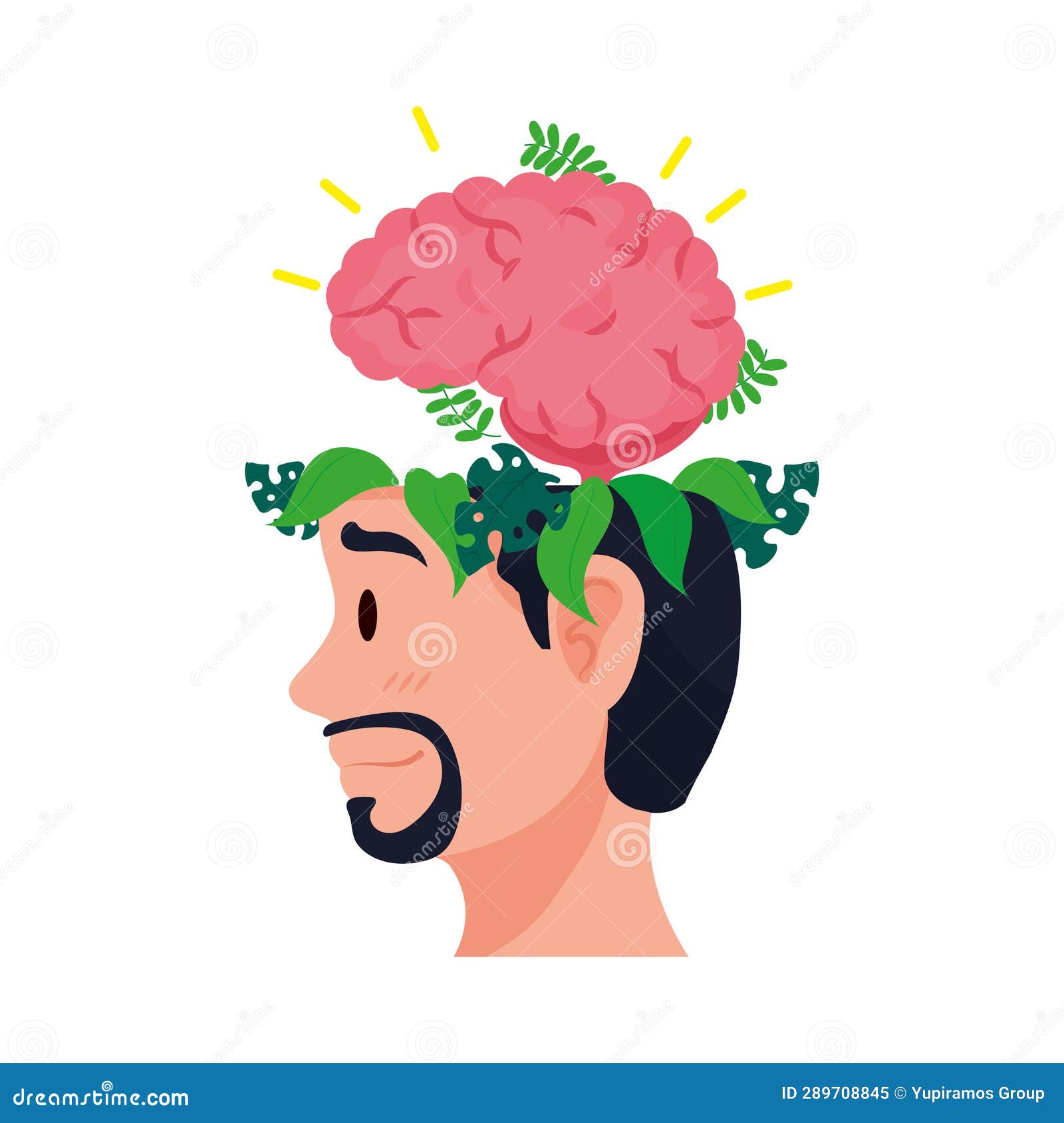 Profile brain with leaves stock vector. Illustration of people - 289708845