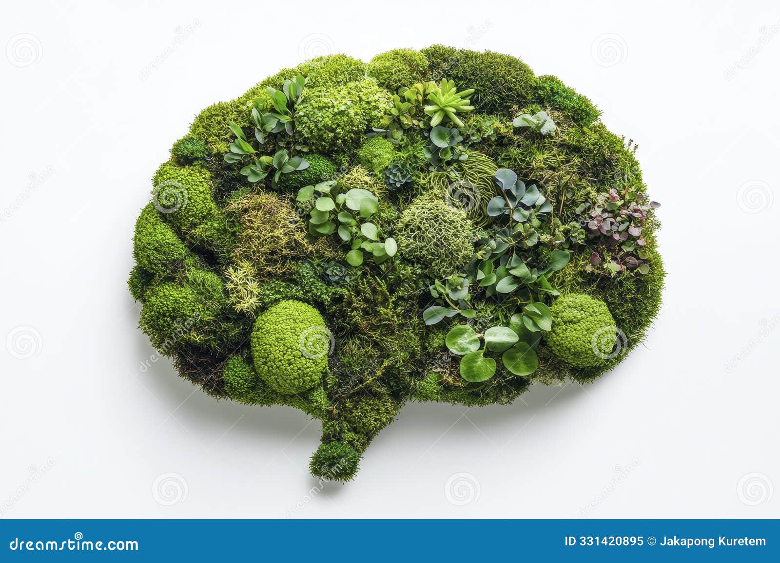 Profile of a Brain Made of Moss and Plants. Stock Image - Image of ...