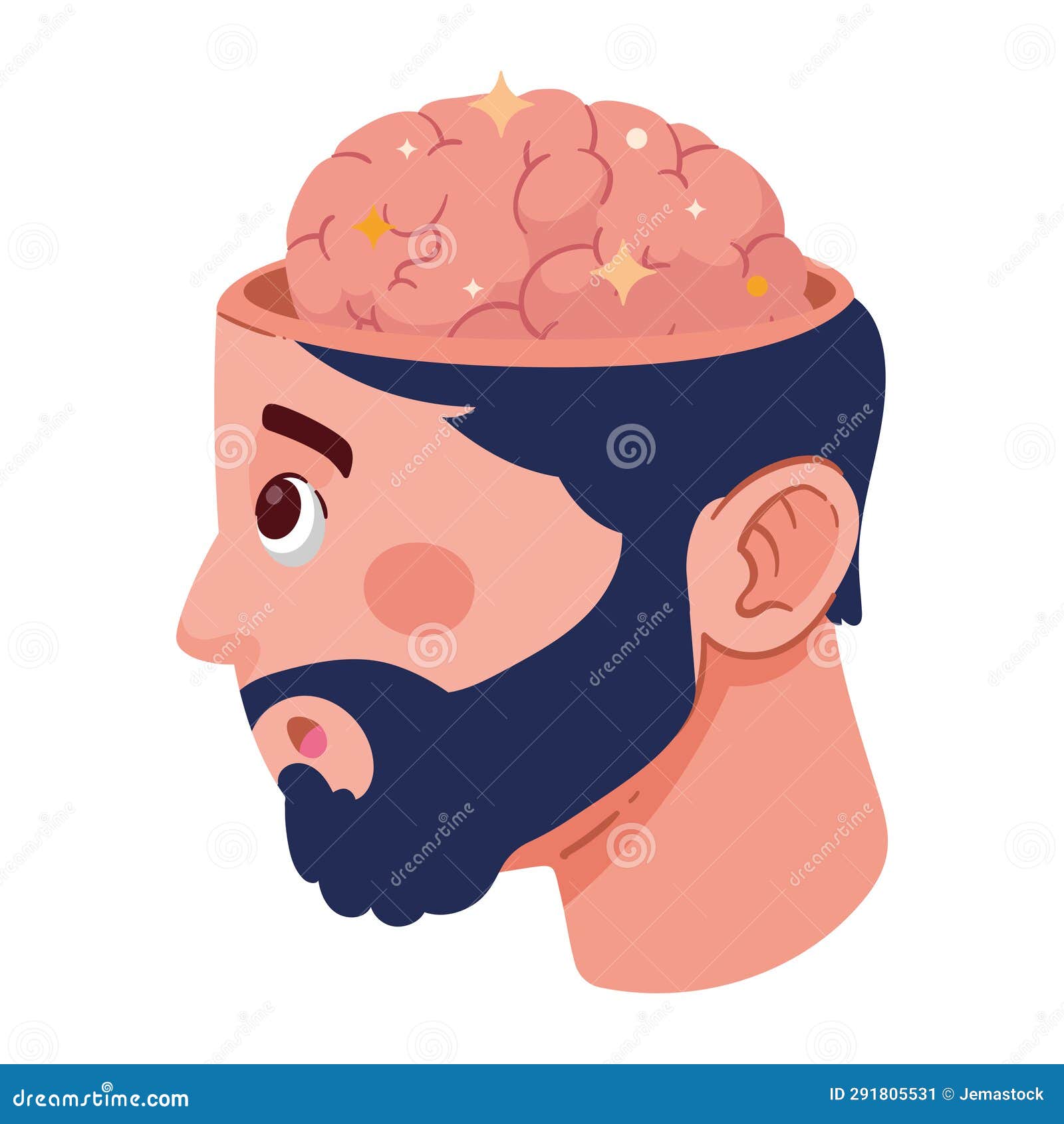 Profile brain man stock illustration. Illustration of creativity ...