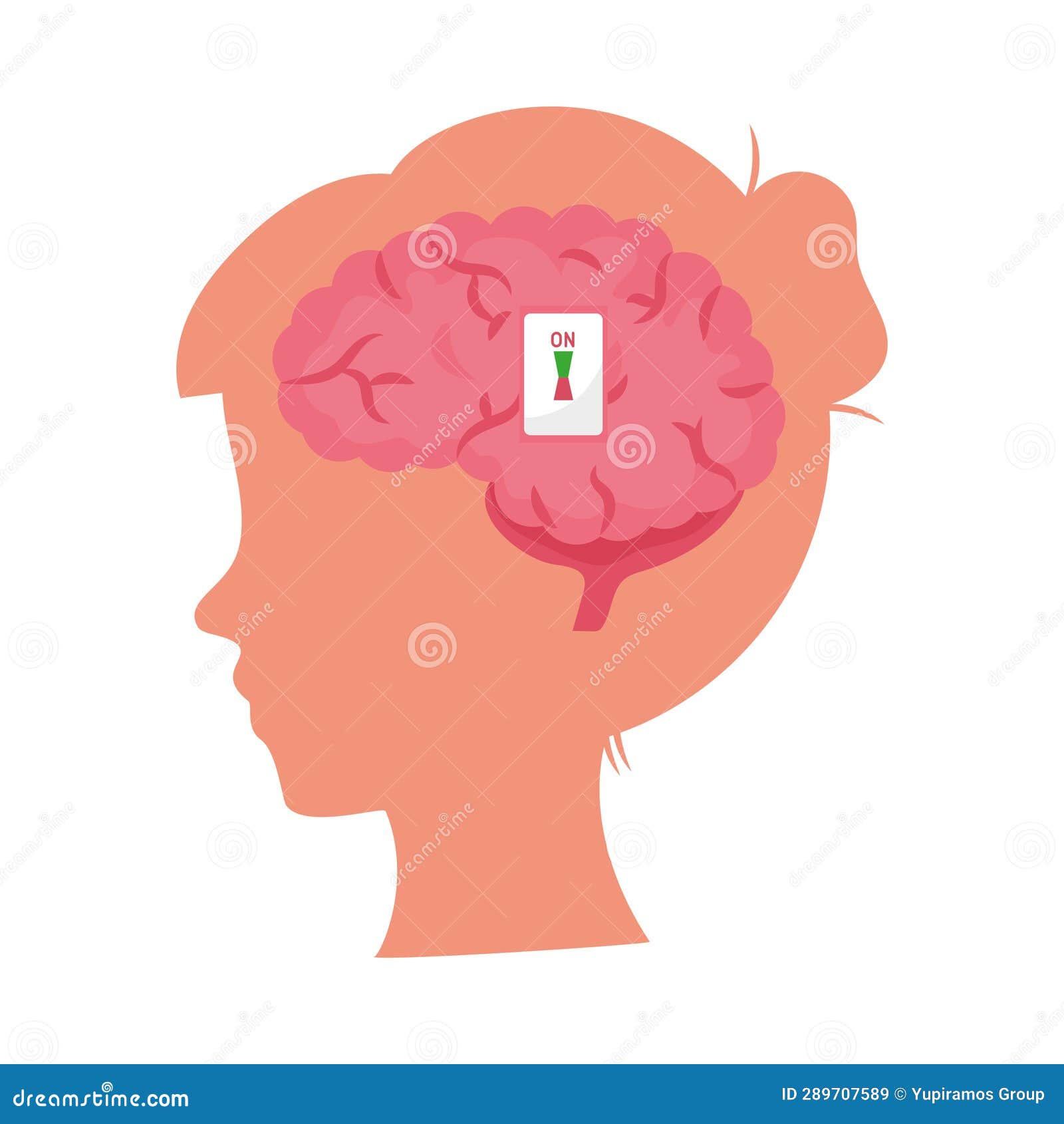 Profile brain with switch stock vector. Illustration of medicine ...
