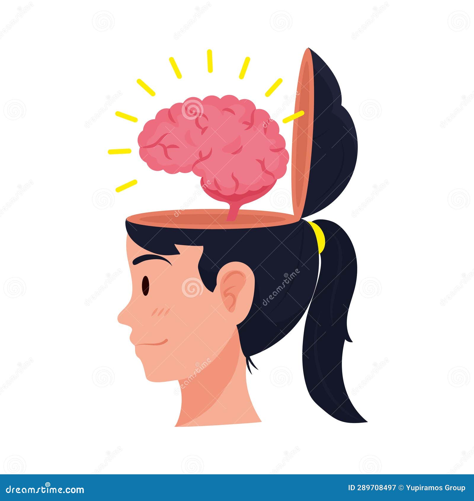 Profile brain woman stock illustration. Illustration of intellect ...
