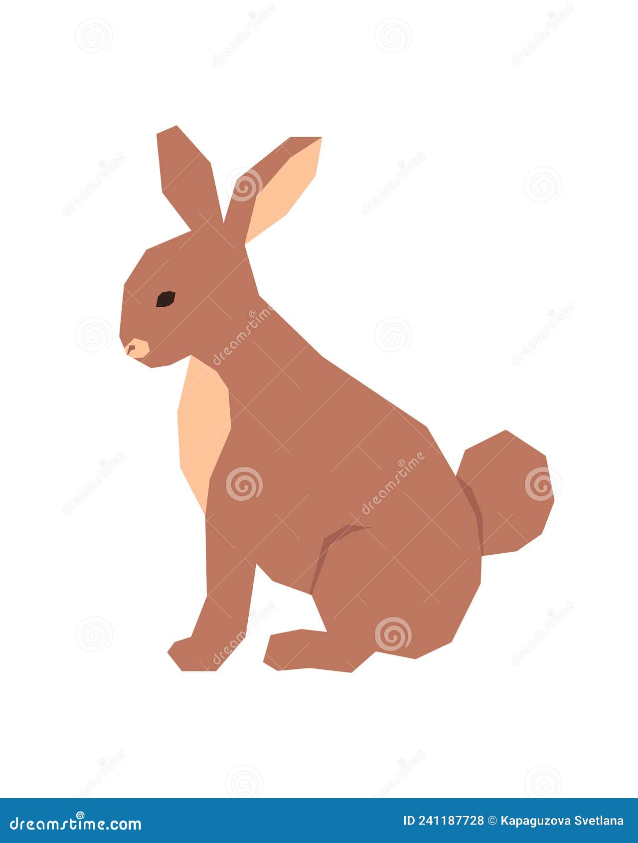 Profile of a Brown Seated Rabbit. Side View of the Hare. Vector ...