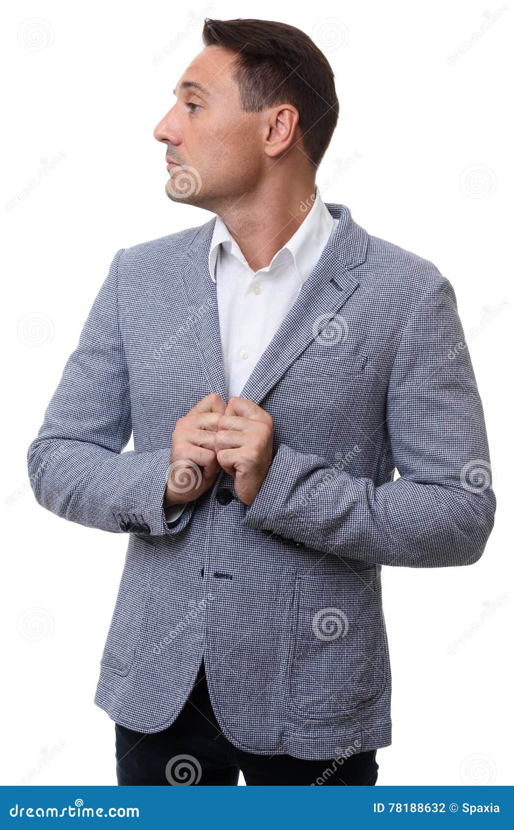 Profile of Businessman Wearing Casual Jacket, Isolated Stock Photo ...