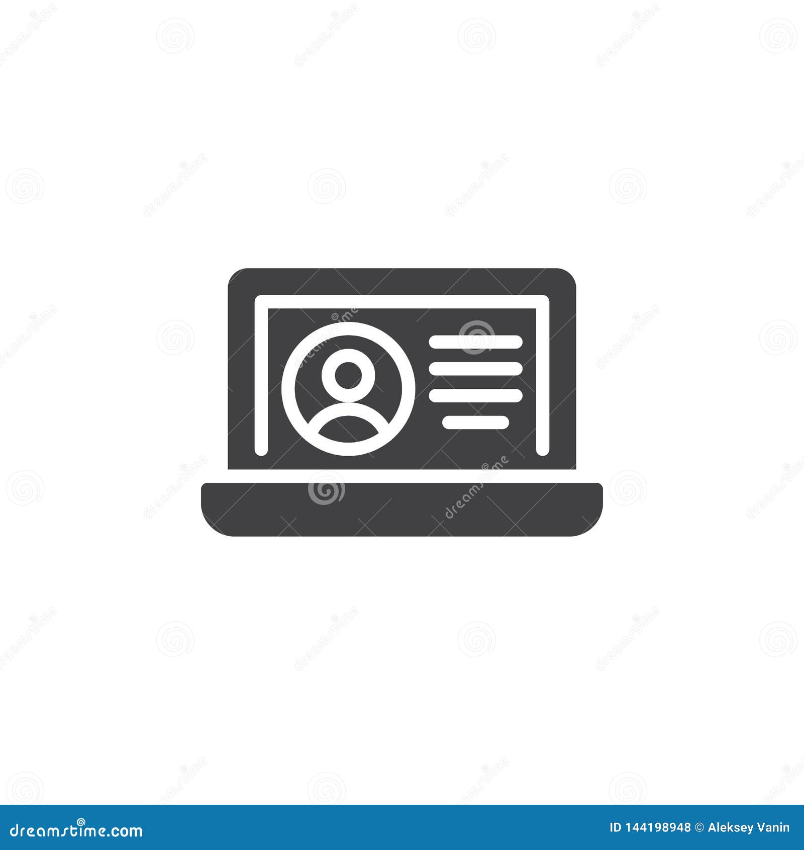 Profile card vector icon stock vector. Illustration of flat - 144198948