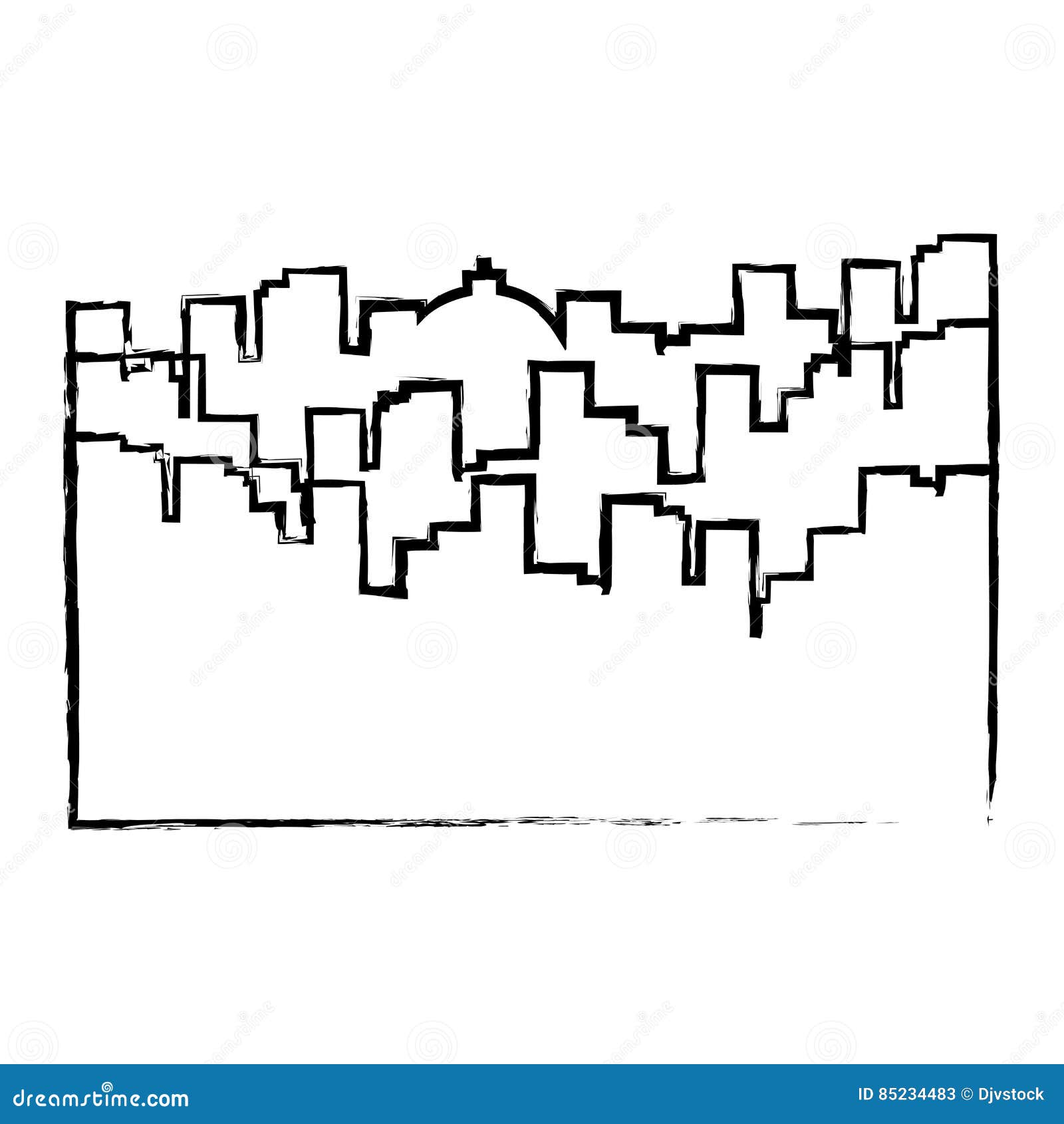 Profile City Scene with Building Image Stock Illustration ...