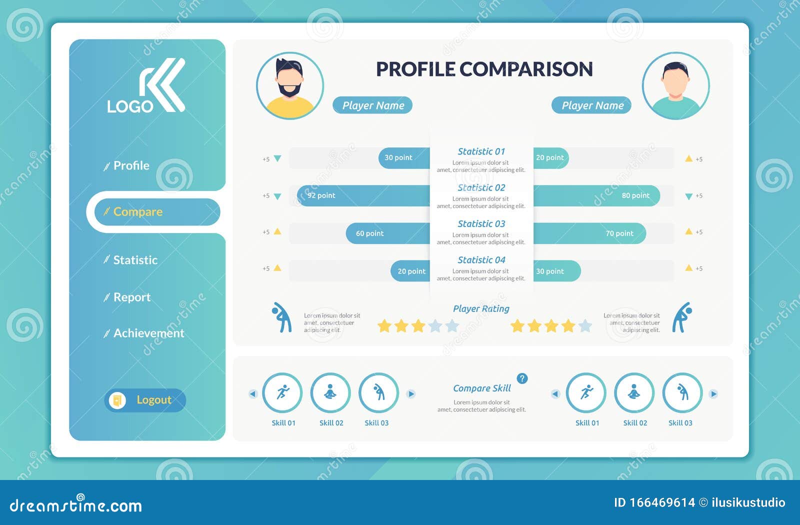 Profile Comparison on Infographic or User Interface Template Stock ...