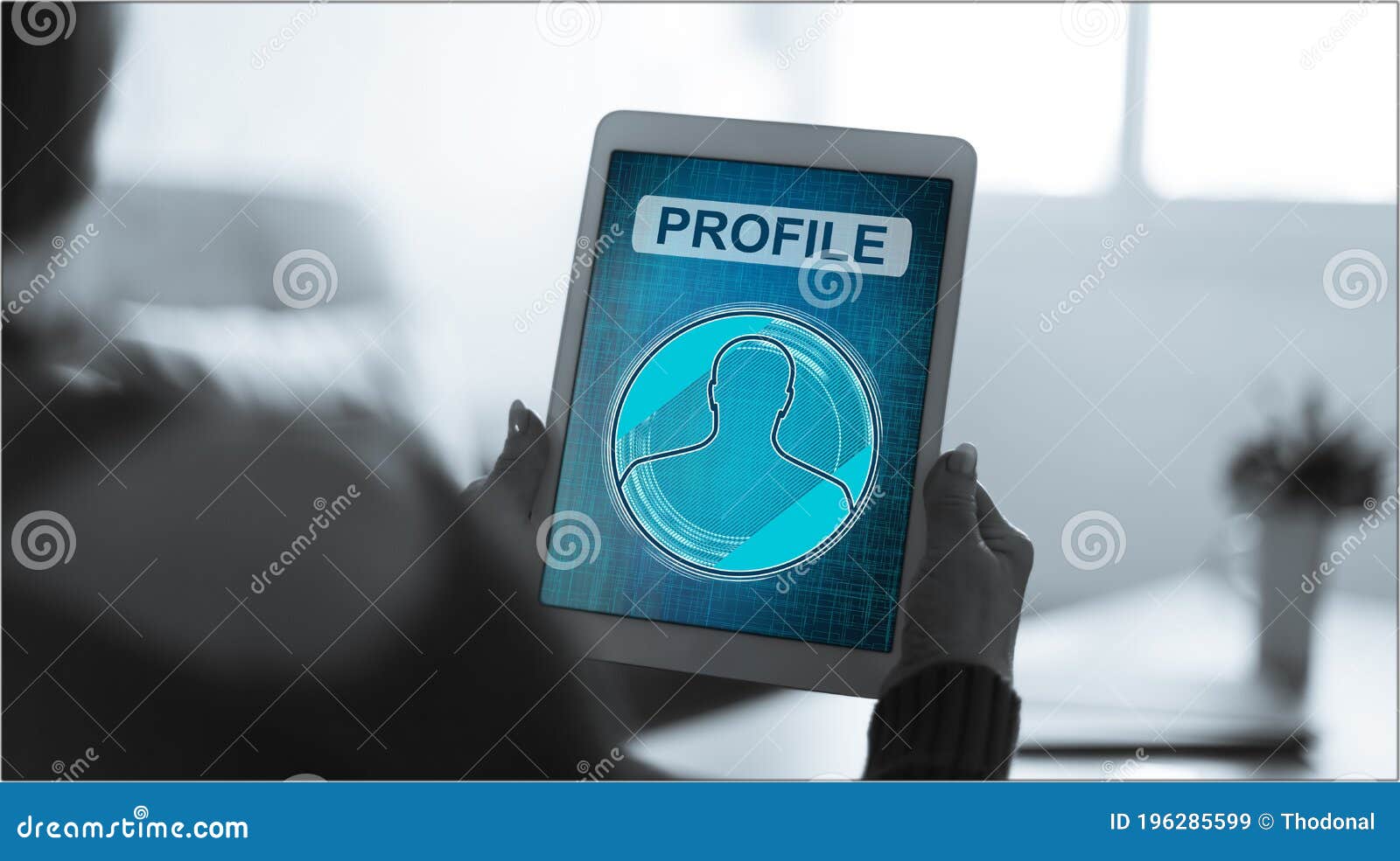 Profile Concept on a Tablet Stock Image - Image of silhouette, identity ...