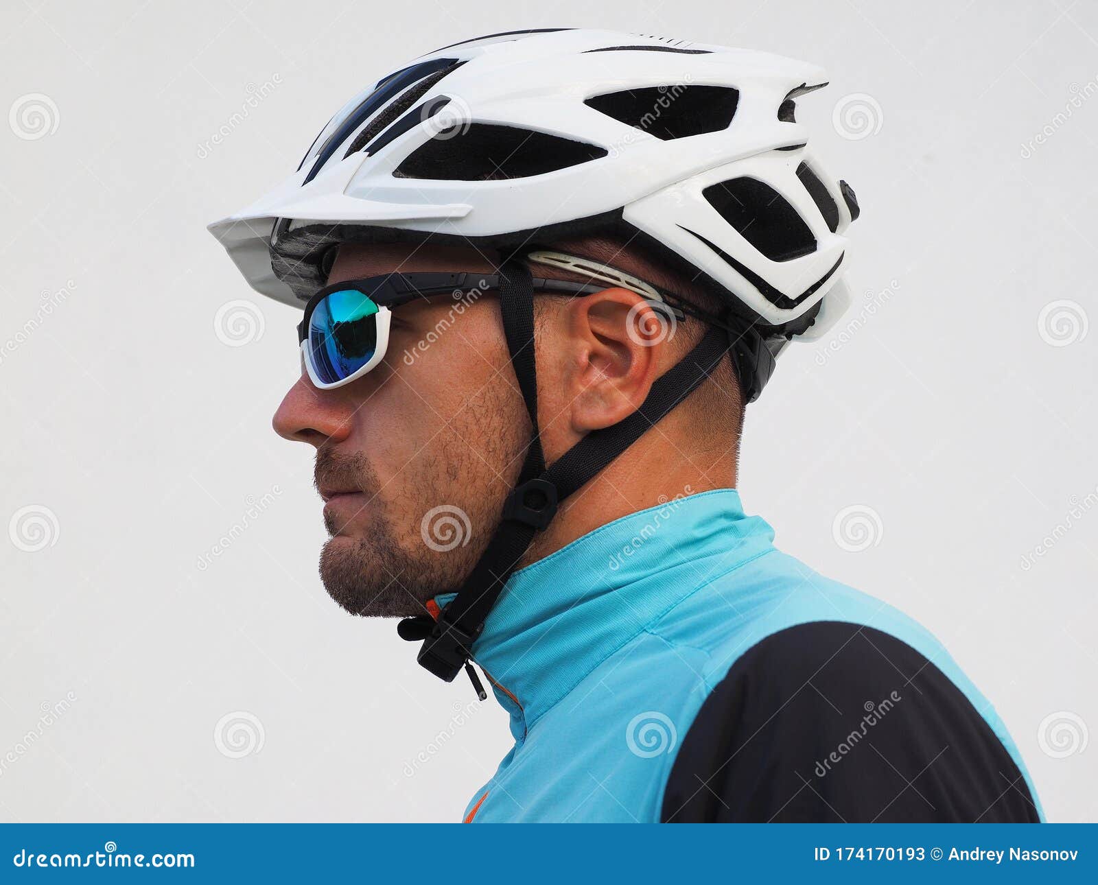Profile of a cyclist. stock image. Image of athlete - 174170193