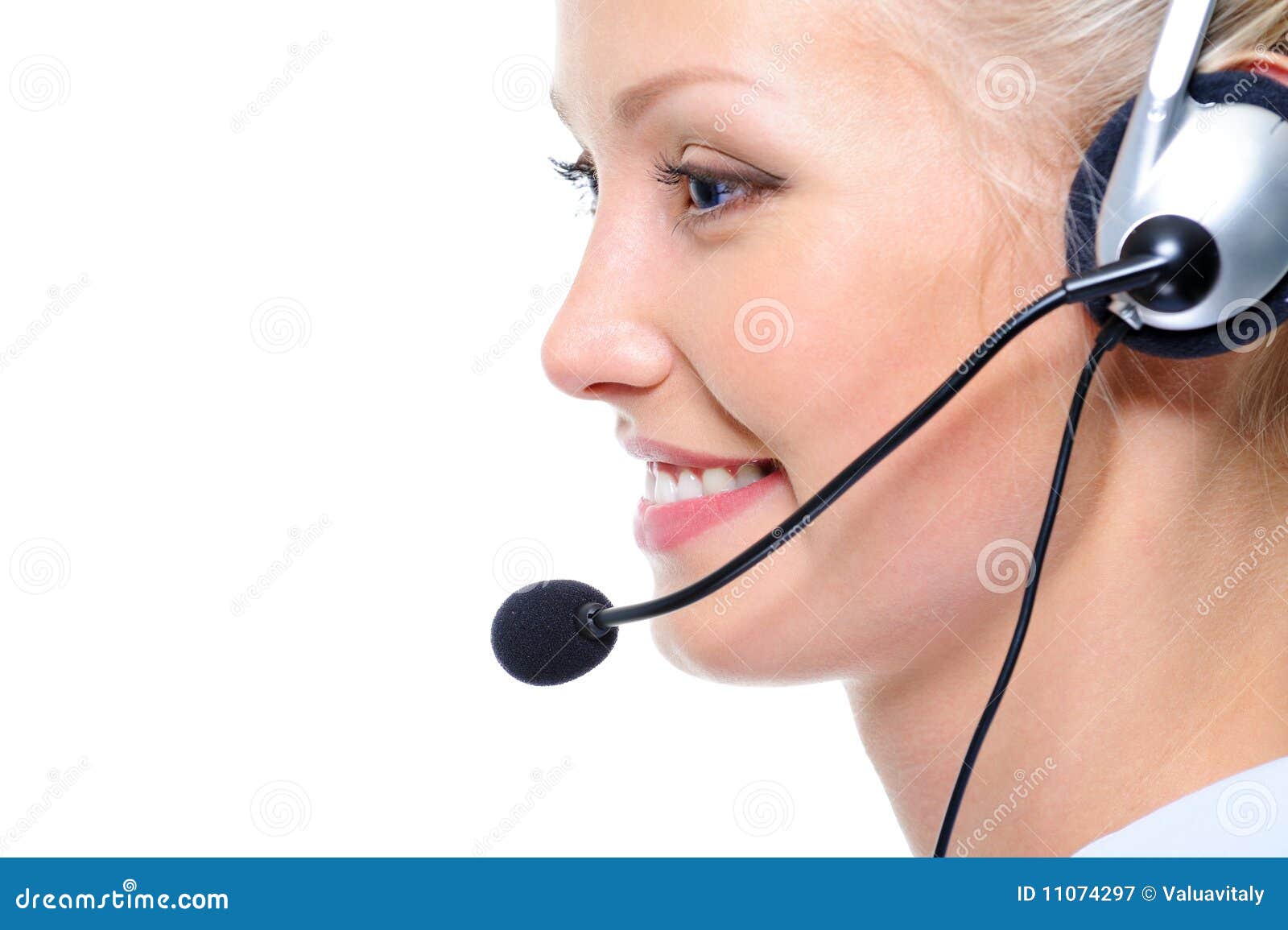 Profile Face of Happy Beautiful Female Operator Stock Image - Image of ...