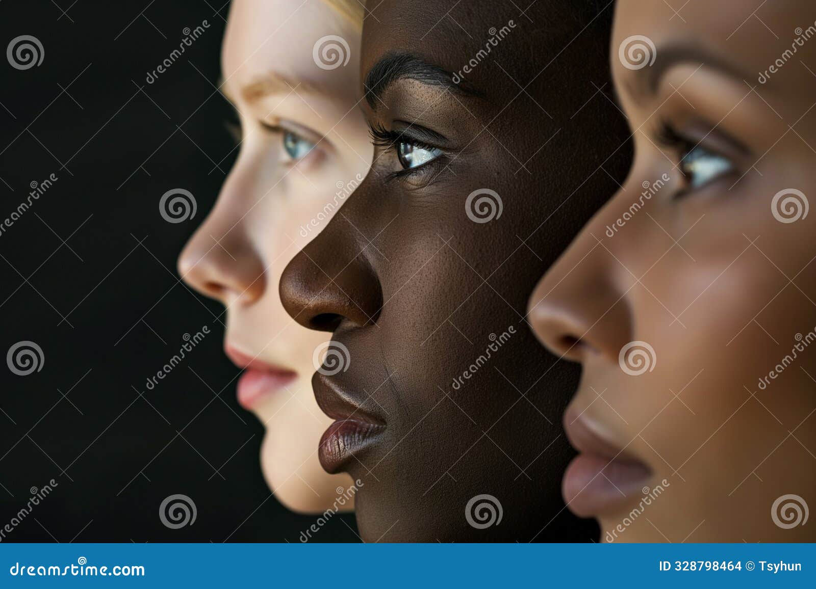 Profile of Faces of Women of Different Ethnicity Stock Illustration ...