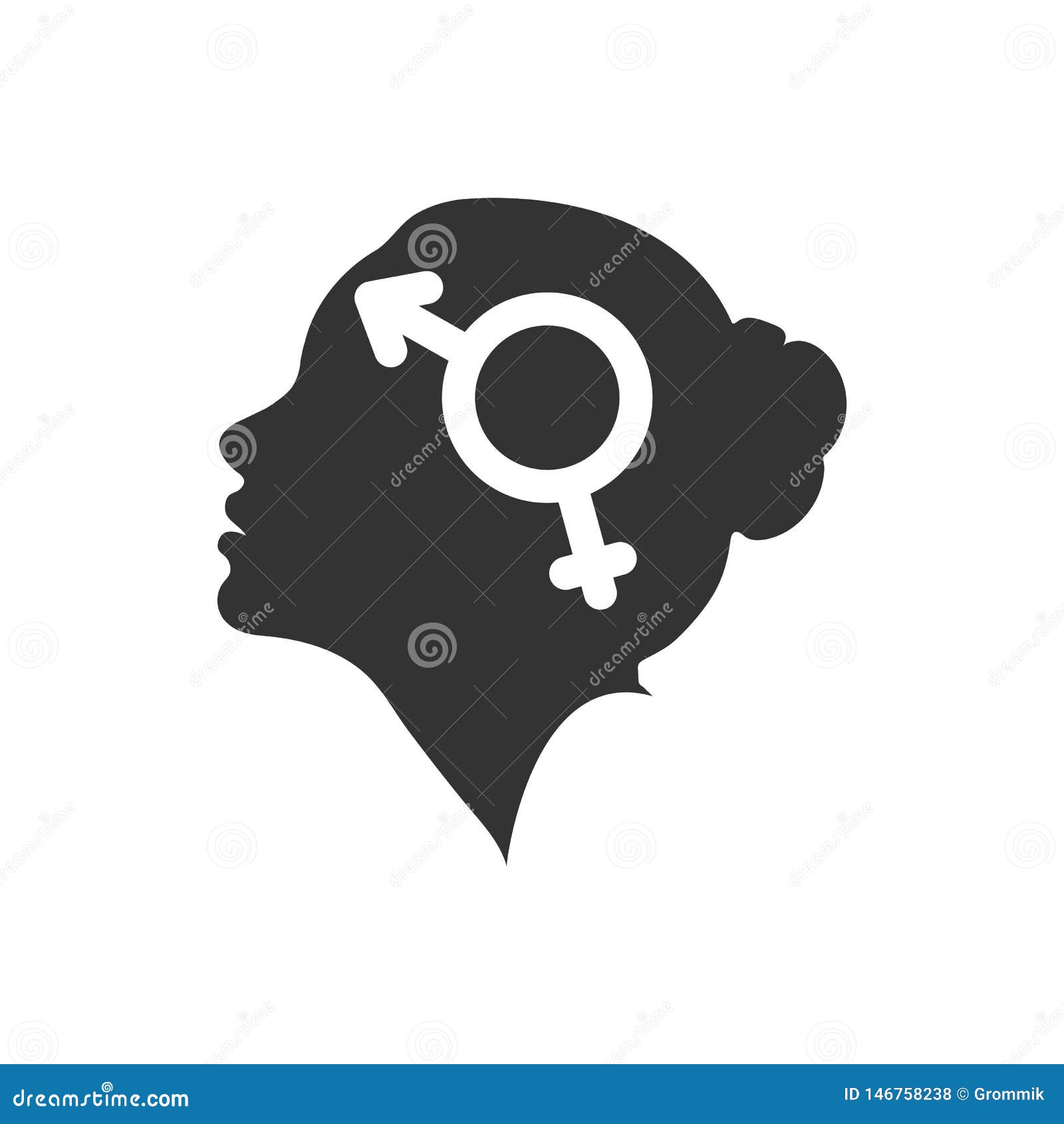 Profile of a Female Head with the Symbol of Bigender Stock Vector ...