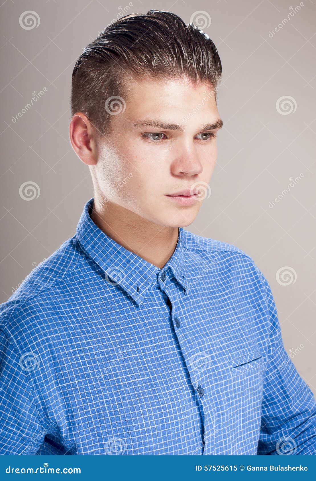 Profile of Gallant Man in the Blue Shirt. Stock Image - Image of ...