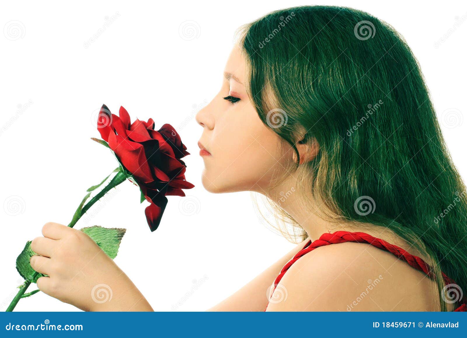 Profile of Girl Child with Flower. Stock Image - Image of beautiful ...
