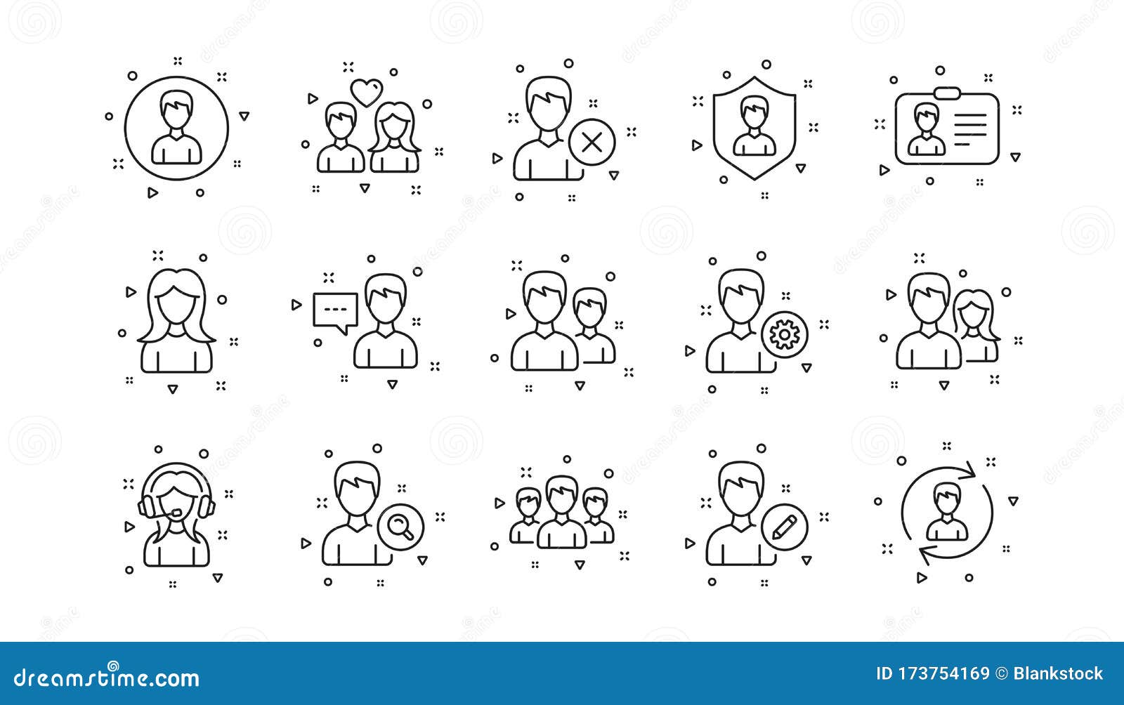 User Person Line Icons. Profile, Group and Support. Linear Icon Set ...