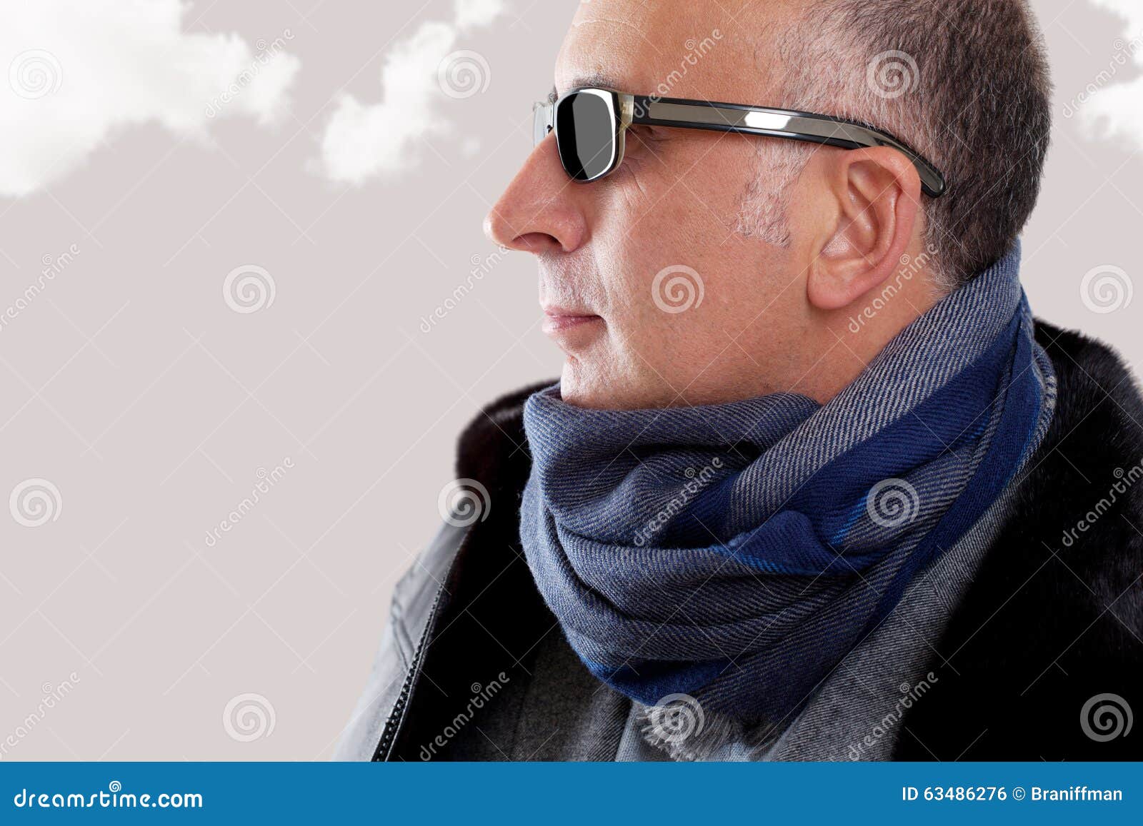 Profile of a Handsome Man in Winter Clothing Stock Photo - Image of ...