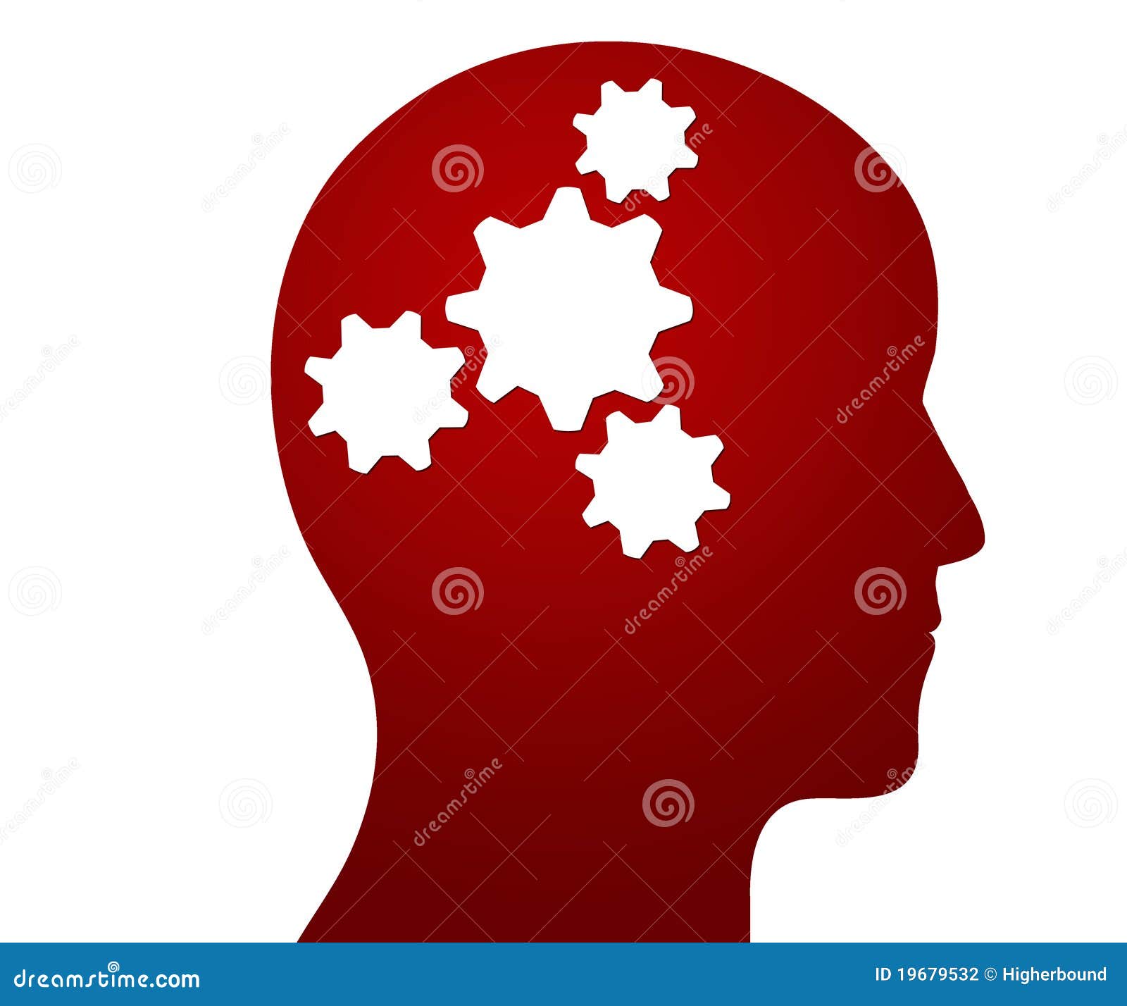 Profile of a Head Containing Cogs Stock Illustration - Illustration of ...
