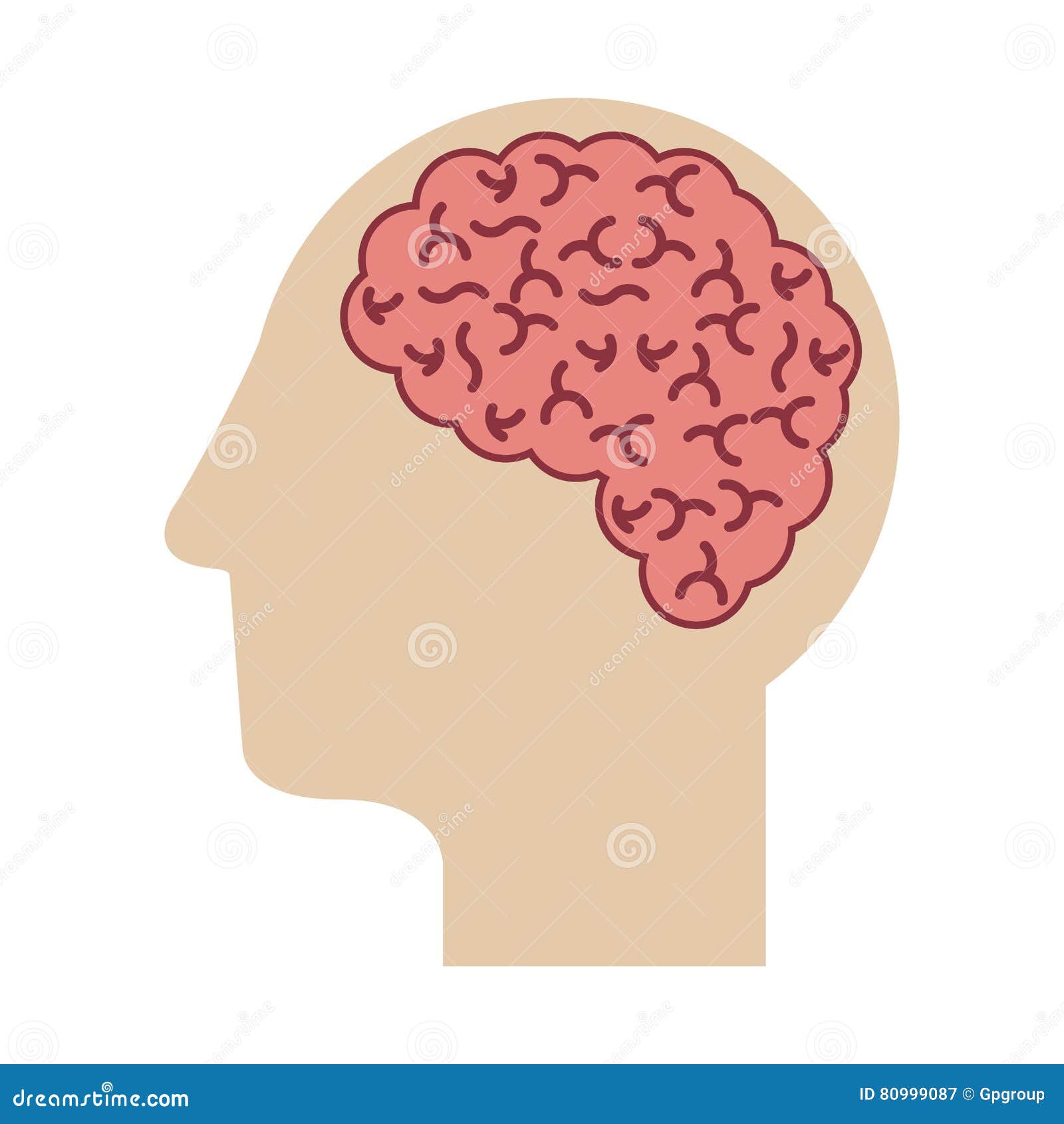 Profile Head with Human Brain Stock Vector - Illustration of chin, neck ...