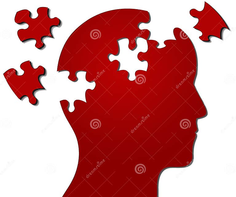 Profile of Head with Jigsaw Pieces Missing Stock Illustration ...