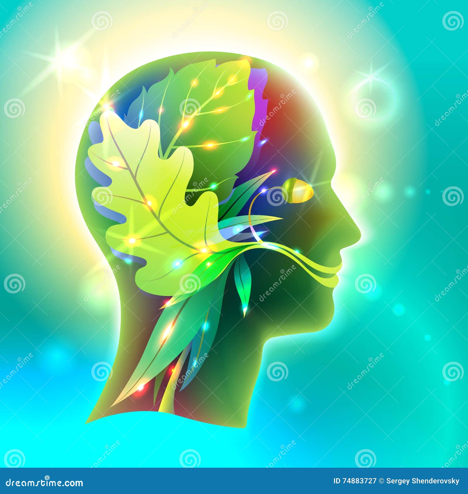 Profile of the Head of Man As Nature Stock Vector - Illustration of ...