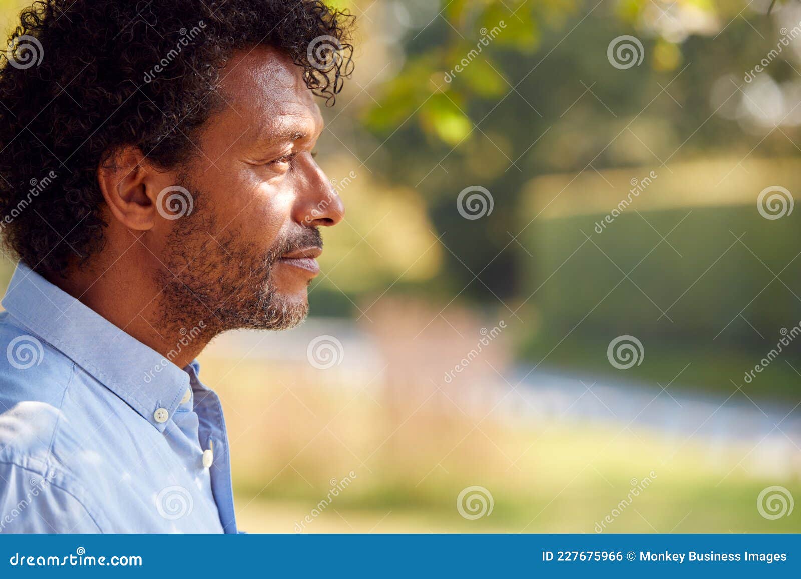 Profile Head and Shoulders Portrait of Mature Man Outdoors Stock Photo ...