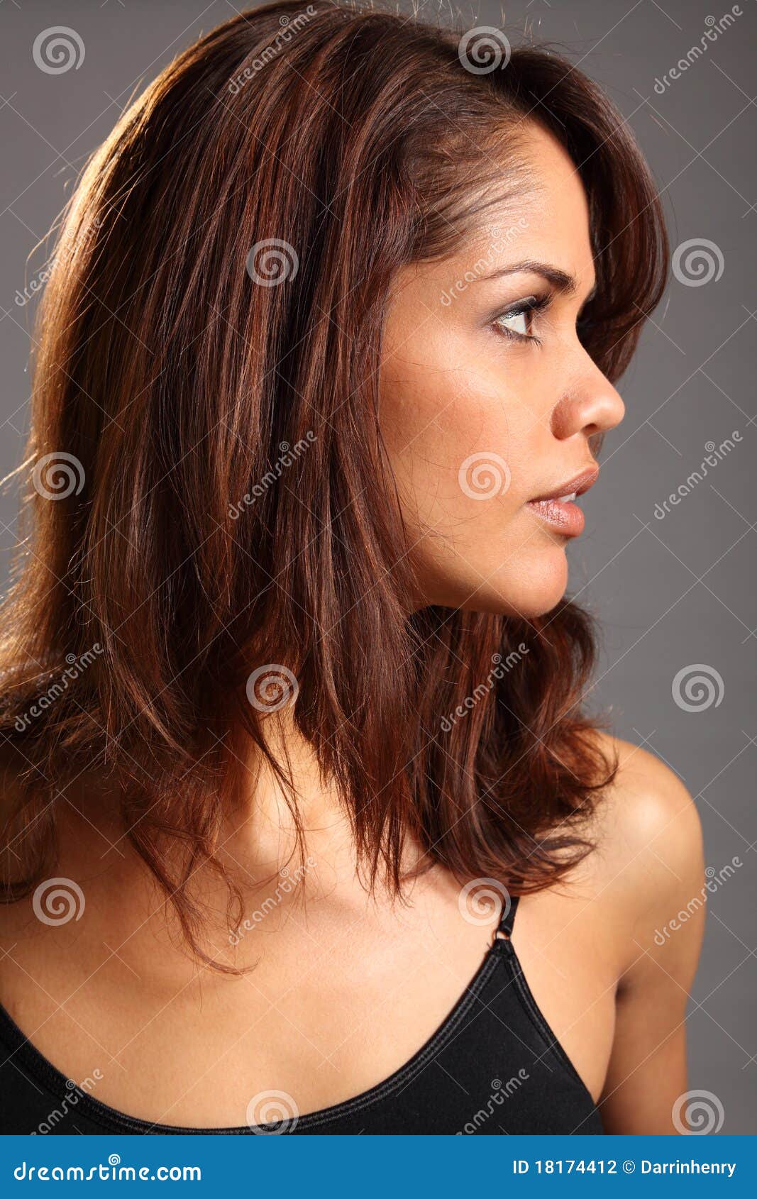 Profile Headshot of Beautiful Young Ethnic Woman Stock Photo - Image of ...