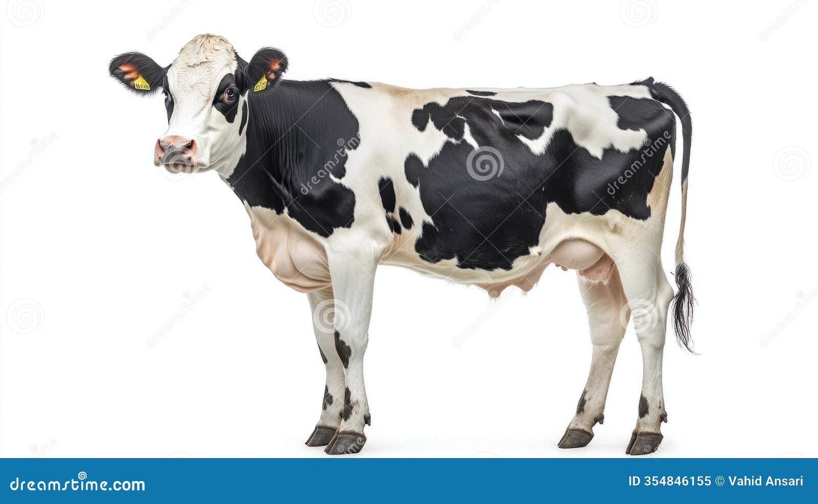 Profile of Holstein Cow, 5 Years Old, Standing on White Background ...