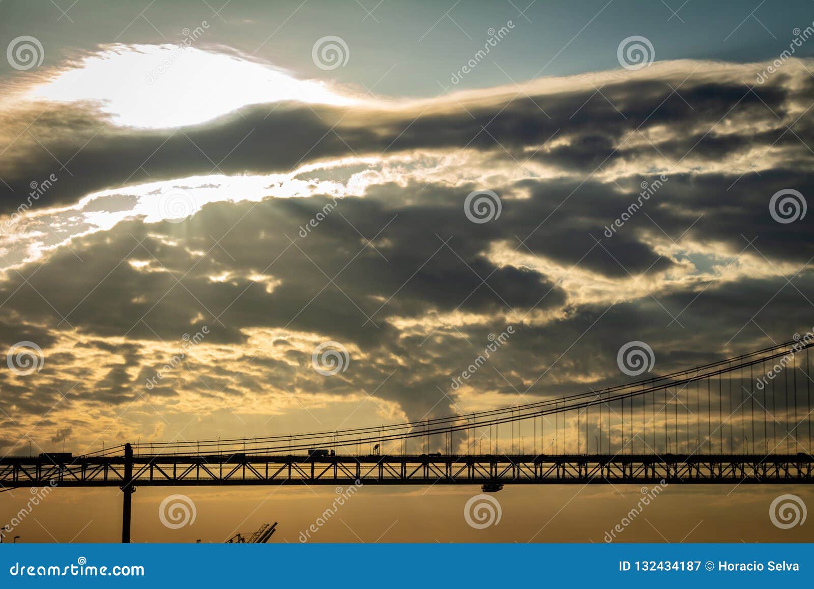 A Profile of a Huge Traffic Bridge Stock Image - Image of construction ...