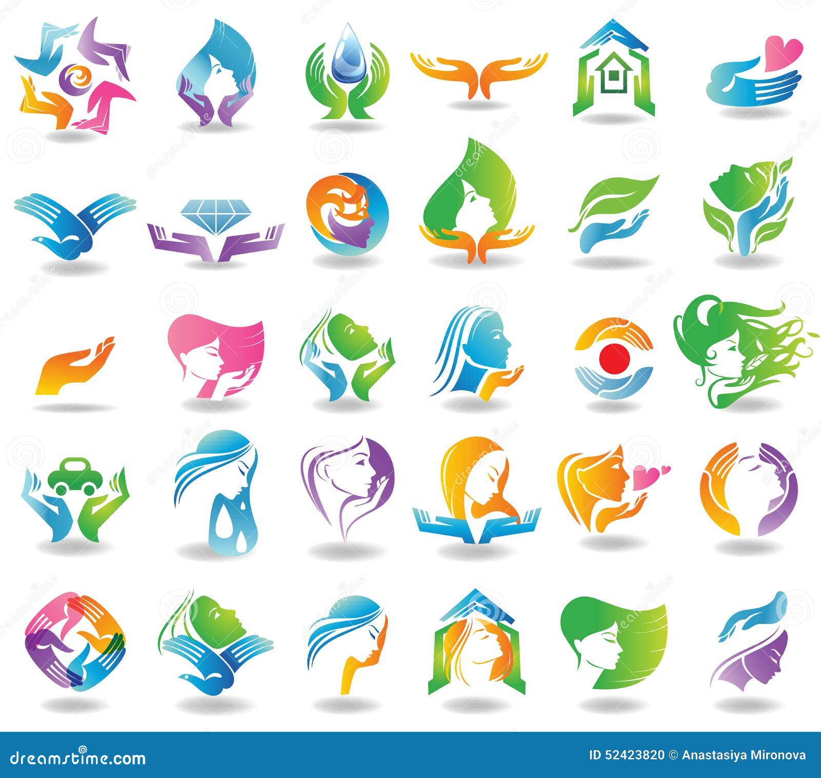 Profile of the Human with Hands Stock Vector - Illustration of graphic ...