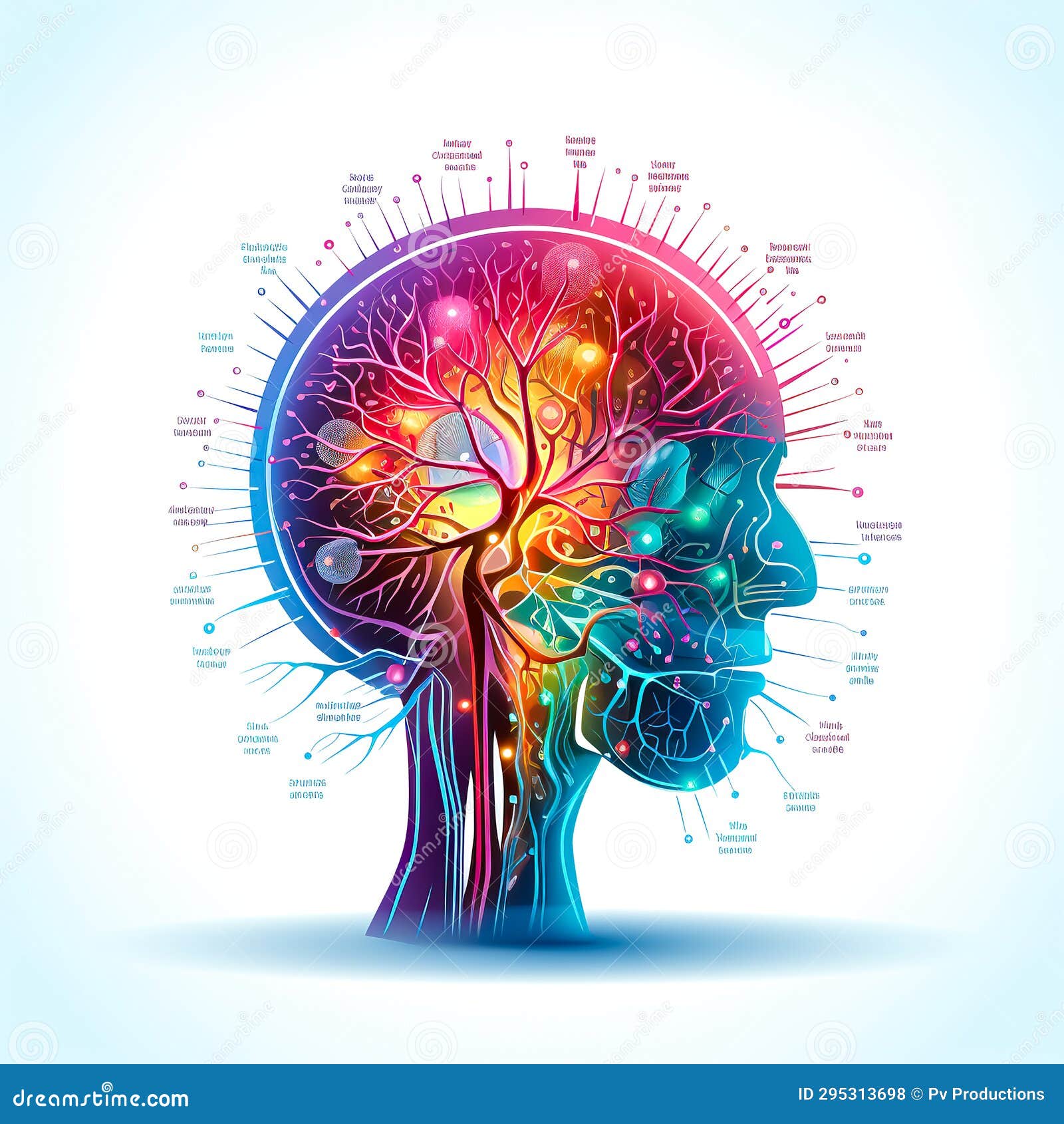 Profile of a Human Head with a Colorful Symbol of Neurons in the Brain ...