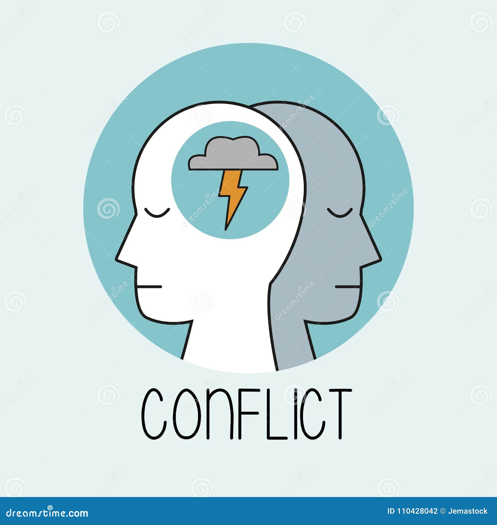 Profile Human Head Conflict Stock Vector - Illustration of business ...