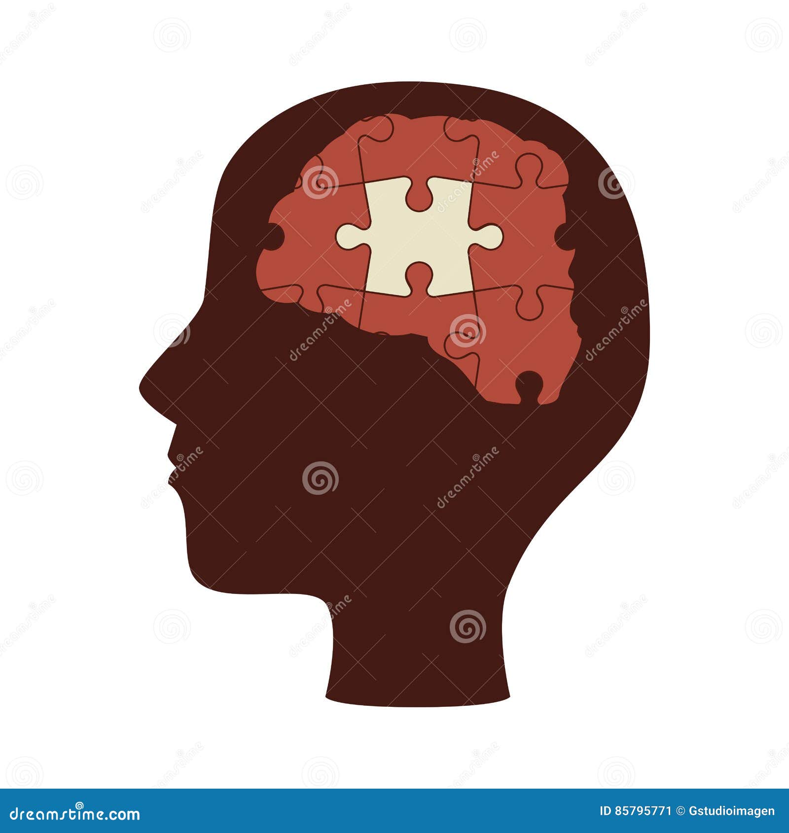 Profile Human with Puzzle Game Pieces Isolated Icon Stock Vector ...