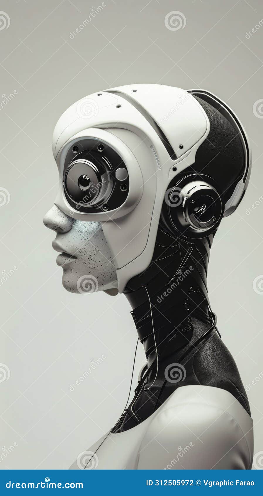 Profile of a Humanoid Robot with Camera Eyes Stock Photo - Image of ...