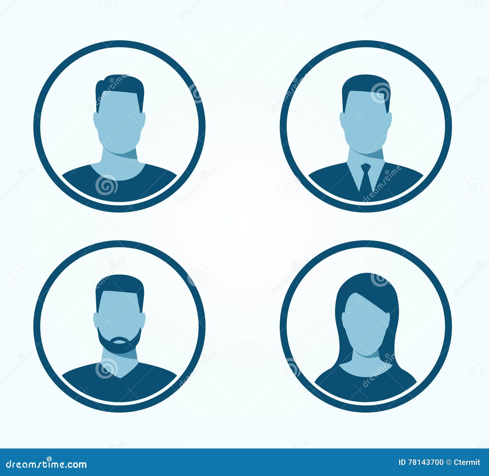 Profile Icons. Male And Female Head Silhouettes Avatar, User Icons ...