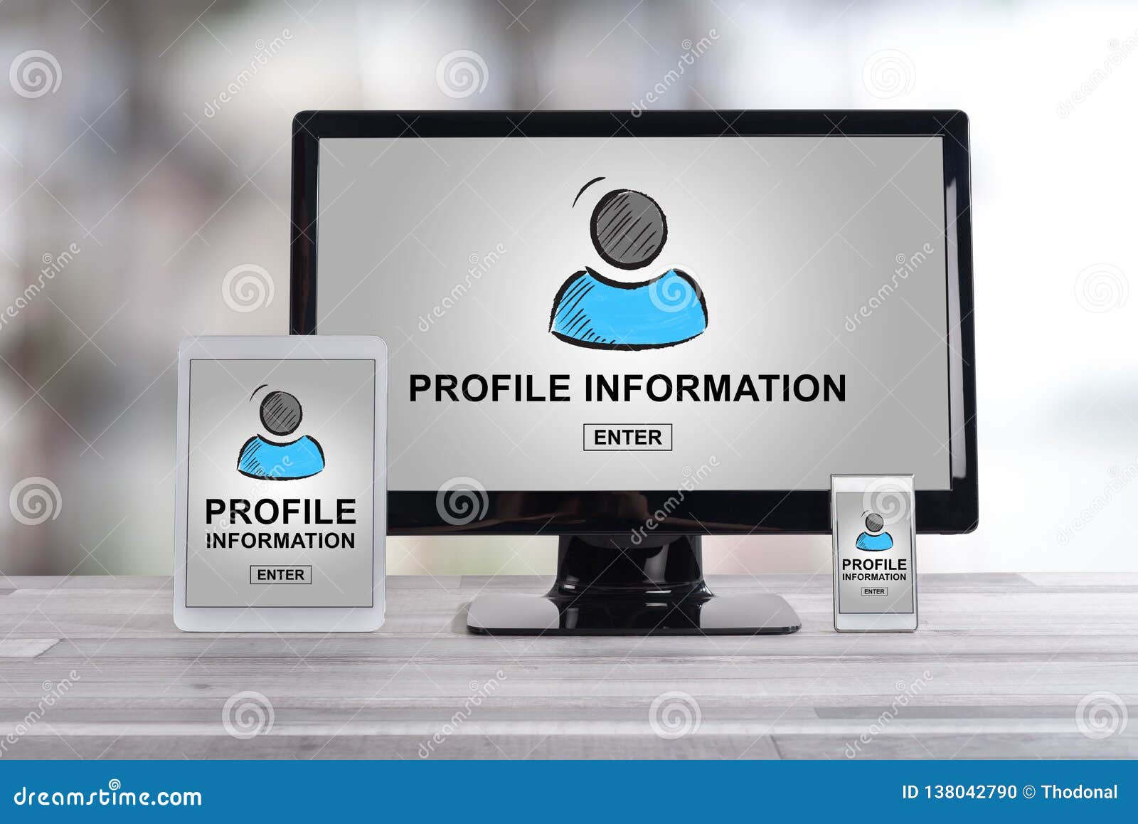 Profile Information Concept on Different Devices Stock Photo - Image of ...