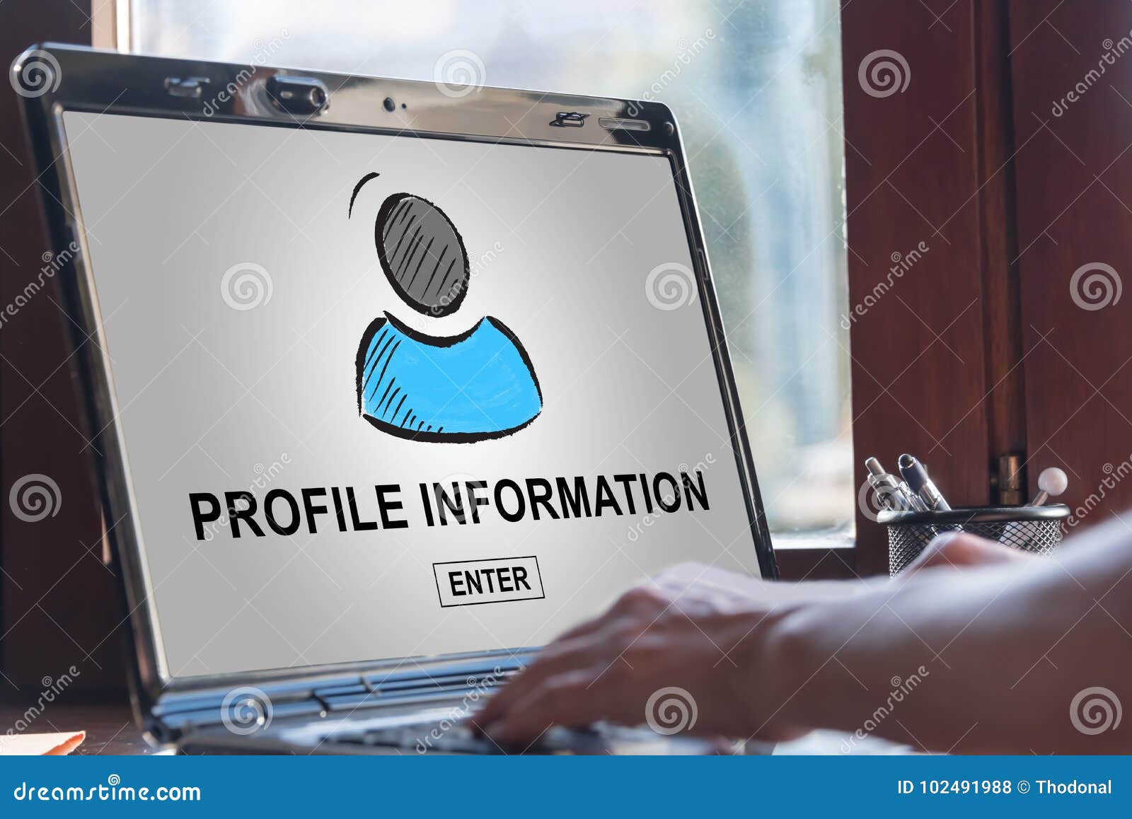 Profile Information Concept on a Laptop Screen Stock Photo - Image of ...