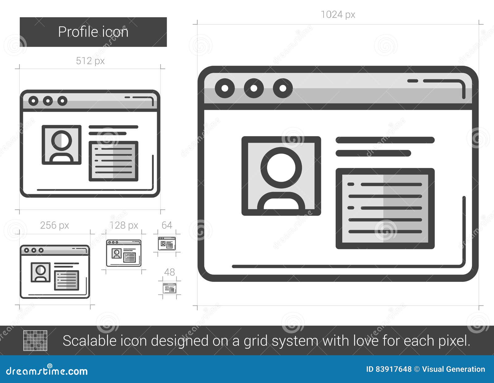 Profile line icon. stock vector. Illustration of draw - 83917648