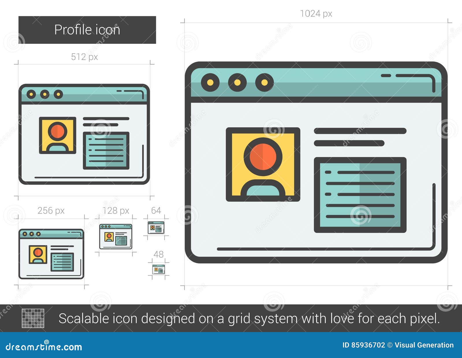 Profile line icon. stock vector. Illustration of flat - 85936702