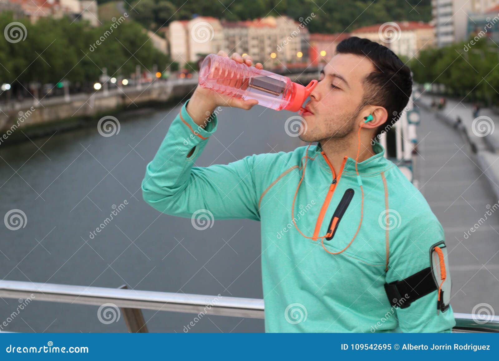 Profile of a Man Drinking Water Stock Image - Image of attractive ...
