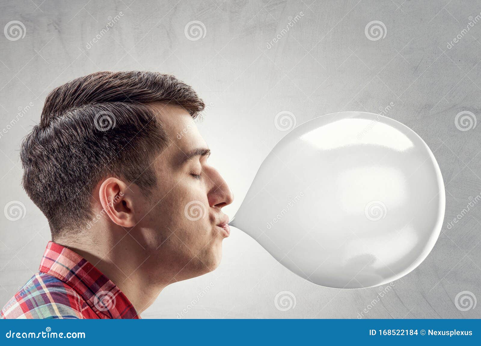 Guy Blowing Bubble . Mixed Media Stock Photo - Image of candy, chewing ...