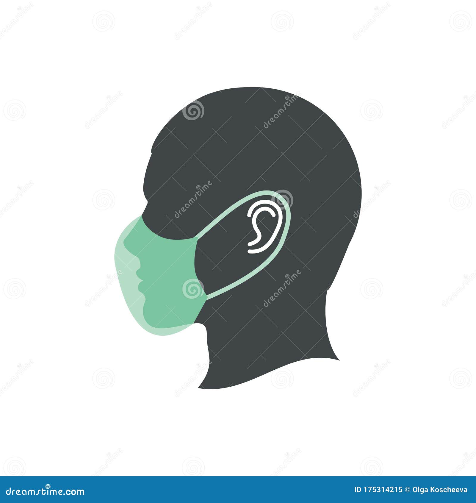 Profile of a Man with a Medical Mask Stock Vector - Illustration of ...